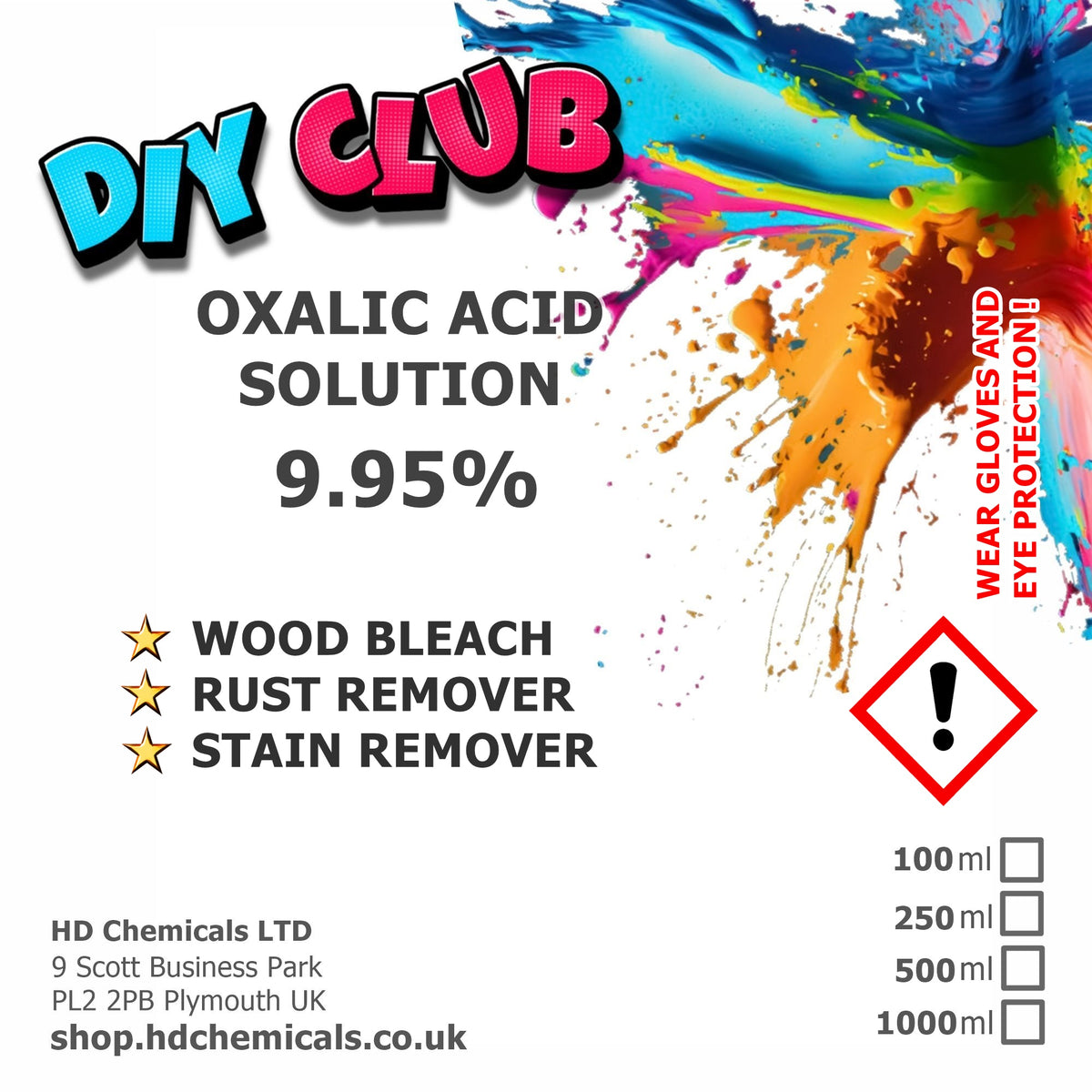 Oxalic Acid Solution 9.95% – buy in UK online shop –HD Chemicals LTD