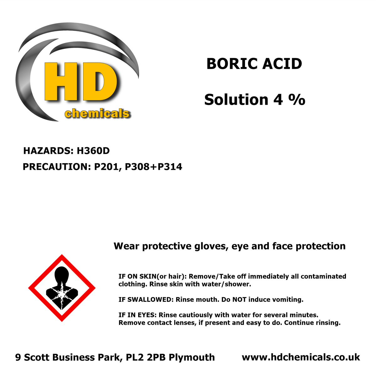 Boric Acid Solution 4% – buy in UK online shop –HD Chemicals LTD