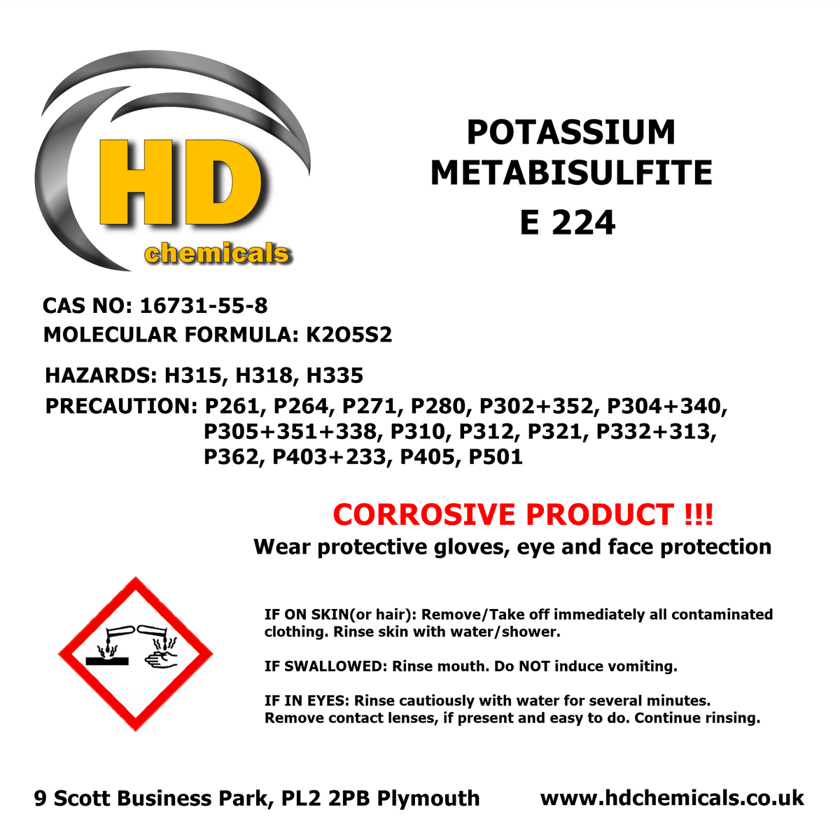 Potassium Metabisulphite / Metabisulfite E224 – buy in UK online shop ...