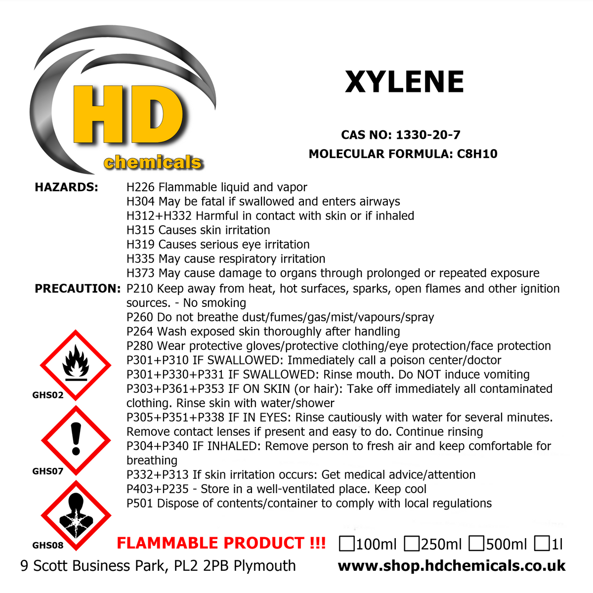 Xylene – buy in UK online shop –HD Chemicals LTD