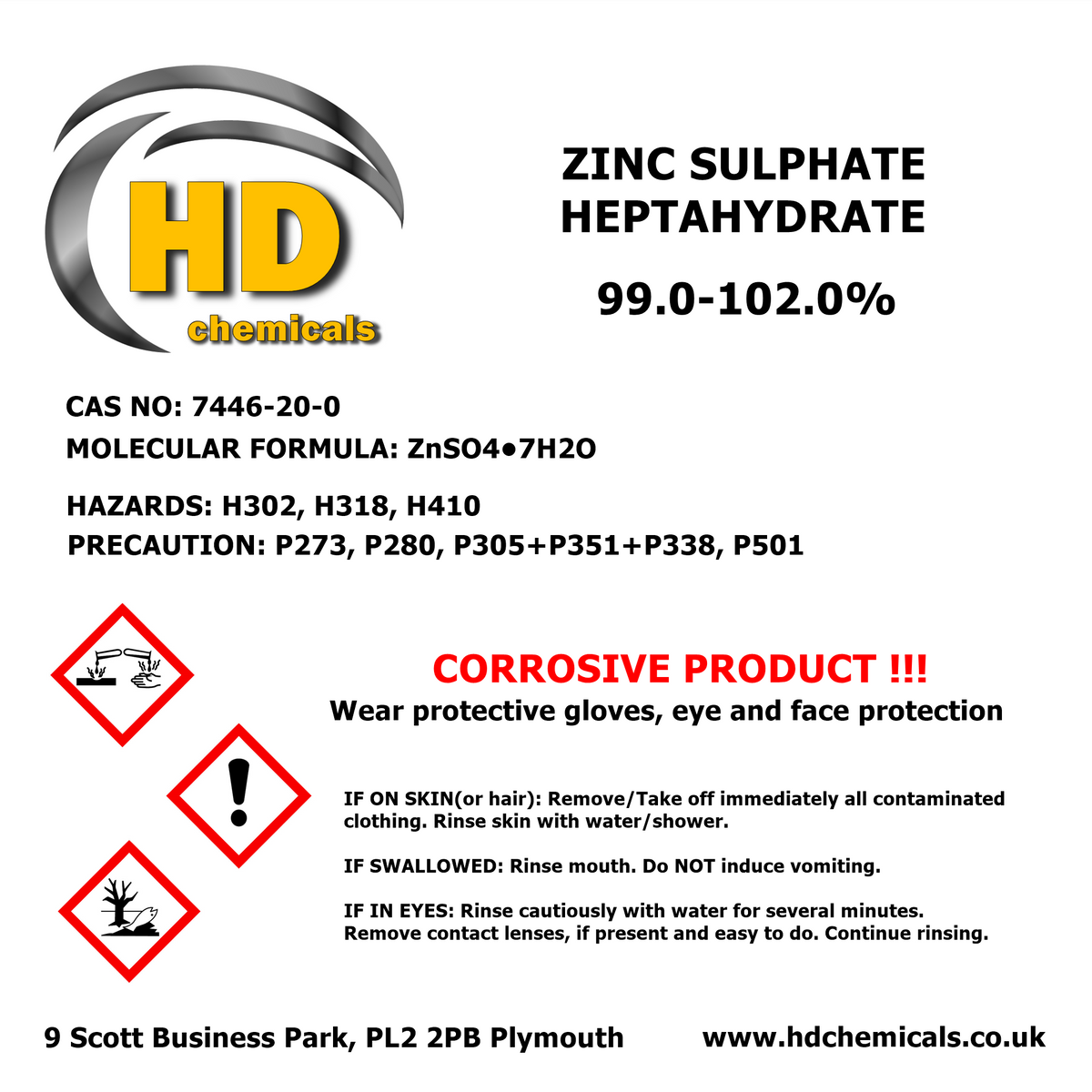 Zinc Sulphate Heptahydrate 99% - 102% – buy in UK online shop –HD ...